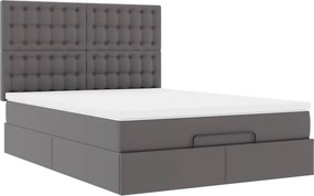 Osmanský rám postele s matrací šedá 140x200cm umělá kůže 3313009