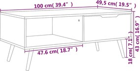 Konferenční stolek černý lesklý 100x49,5x43 cm kompozitní dřevo 326793