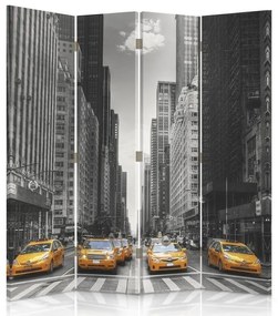 Ozdobný paraván New York - 145x170 cm, čtyřdílný, obustranný paraván 360°