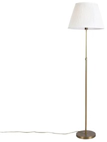 Stojací lampa bronzová s plisovaným stínítkem krémová 45 cm nastavitelná - Parte