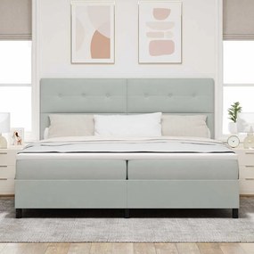 Postel s boxspringem s čelo Světle šedá 200 x 200 cm samet 3339854