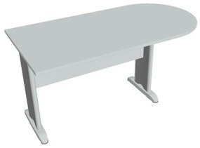 Stůl jednací oblouk 160 cm - Hobis Cross CP 1600 1 Dekor stolové desky: šedá, Dekor lamino podnože: šedá, Barva nohou: Stříbrná