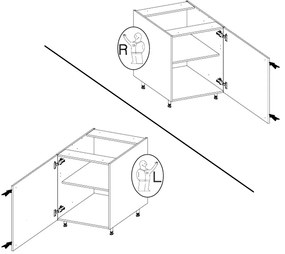 NESSANT se | dolní skříňka 60 D 1F s policí | 80 cm | šedá