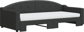 Válenda s přistýlkou a matracemi černá 90 x 200 cm textil 3197550