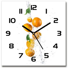Wallmuralia Skleněné hodiny čtverec Pomeranče a voda 30x30 cm
