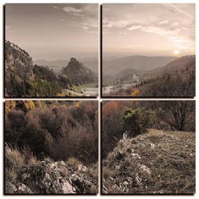 Obraz na plátně - Podzimní krajina při západu slunce, Slovensko, Vrsatec - čtverec 3260FE (100x100 cm)