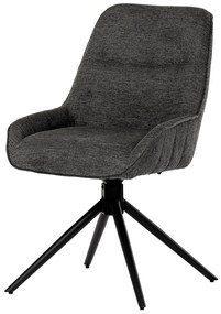 Židle jídelní a konferenční, tmavě šedá látka, černé kovové nohy, otočná P90°+ L 90° s vratným mechanismem - funkce res