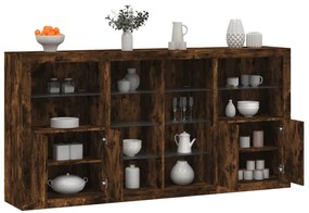 Příborník s LED osvětlením kouřový dub 202 x 37 x 100 cm 3209188