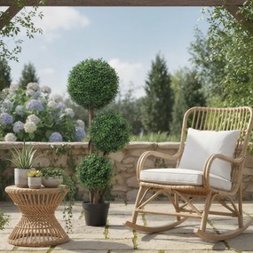 HOMCOM buxusový topiary 100 cm – velký strom se třemi koulemi, umělá rostlina s pravým dřevěným kmínkem v květináči, realistická dekorace do domu i v…