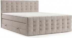Béžová boxspring postel s úložným prostorem 200x200 cm Blend – Maison de Rêve