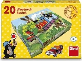 Dino Dřevěné obrázkové kostky Krtek a doprava 20 kostky