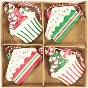 Sada 4 ks vánočních ozdob CHRISTMAS PATISSERIE 6 cm
