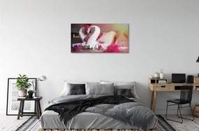 Obrazy na plátně Ručníky labutě květiny 100x50 cm
