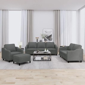 4dílná sedací souprava s poduškami tmavě šedá textil 3201779
