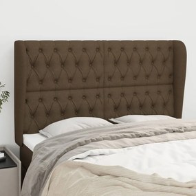 Čelo postele typu ušák tmavě hnědé 147x23x118/128 cm textil 3118293