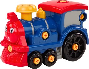 LEAN Toys Lokomotiva na šroubování s motivem z pohádek – DIY, tmavě modrá