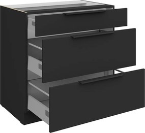 ARIA cc | dolní skříňka 80 D 3S zásuvková | 80 cm | PREMIUM BOX | černá