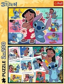 TREFL Puzzle Lilo  Stitch: Šťastný život / 2x200 dílků / 41 x 27,5 cm