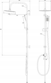 Deante Neo Vero, sprchová sada s horní dešťovou a ruční 1-funkční hlavicí, chromová, NBV_051K