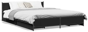 Rám postele se zásuvkami černý 120 x 200 cm kompozitní dřevo