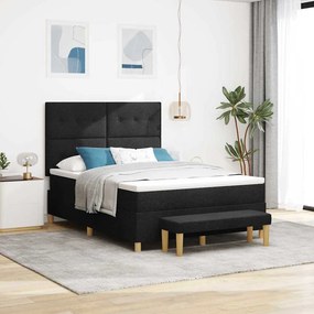 Postel s boxspringem s čelo Černá 190 x 140 cm textil 3344298