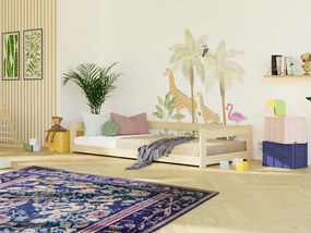 Benlemi Nízká jednolůžková postel ze dřeva SAFE 5v1 se zábranou Zvolte barvu: Béžová, Zvolte rozměr: 120x200 cm, Zvolte zábranu: S otevřeným vstupem