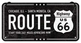 Postershop Závěsná cedule: Route 66 (Chicago - Santa Monica) - 10x20 cm