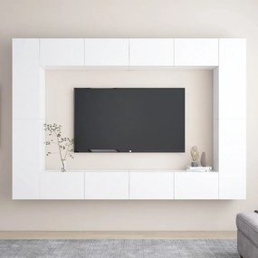 8dílný set TV skříněk bílý kompozitní dřevo 3078670
