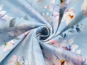 Biante Sametový obdélníkový ubrus Tamara TMR-044 Jarní květy na nebesky modrém 50x100 cm
