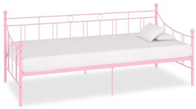 284671 vidaXL Rám denní postele růžový kov 90 x 200 cm