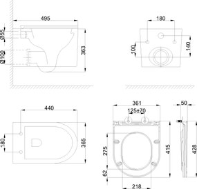 Invena Glamour, závěsná WC mísa se Swirlflush 495x365x363 mm + toaletní sedátko s pomalým zavíráním, bílá, INV-CE-92-001-L