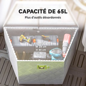 HOMCOM Přívěsná toolbox, Hliníková úložná skříň, Integrovaný zámek s klíči, Trapezoidní tvar, pro dodávky a přívěsy, 73,7 x 41 x 46 cm, Stříbrná