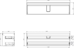 Mexen Orio, koupelnová skříňka 160 cm s umyvadlem Vela, 2 zásuvky, bílá matná, 91A10-16047-2-BFF01-W23M01