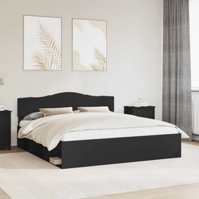 Rám postele s čelo Černá 200 x 200 cm Masivní borové dřevo 3412854