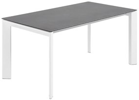 Antracitově šedý keramický rozkládací jídelní stůl Kave Home Axis II. 160/220 x 90 cm, bílá podnož