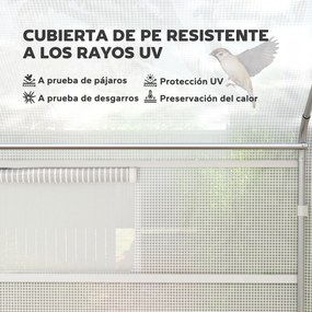 Outsunny Zahradní Skleník 4x3x2 m Tunelový Skleník se 2 Okny z UV-Odolného PE a 1 Rolovacími Dveřmi se Zipperem pro Zahradu a Terasu Bílý