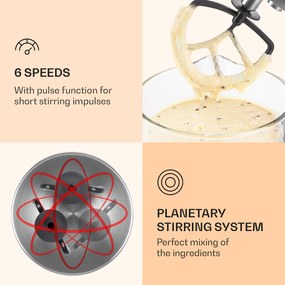 Bella Robusta Metal, kuchyňský robot, 1200 W, 6 úrovní výkonu, 5,5 l, červený