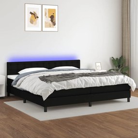 Box spring postel s matrací a LED černá 200x200 cm textil 3133503