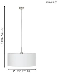 Eglo 31575 - Lustr na lanku PASTERI 1xE27/60W/230V