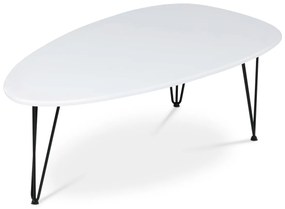 Konferenční stůl, MDF deska, bilý matt, černý kov