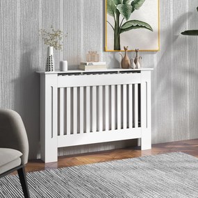 HOMCOM Kryt Radiátoru Moderní Kryt Radiátoru z MDF pro Obývací Pokoj a Ložnici 112x19x81cm Bílý