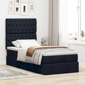 Osmanský rám postele s matrací černá 90x190cm textil 3313204