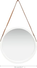 Nástěnné zrcadlo s popruhem 50 cm bílé 320364