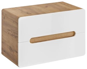 COMAD Závěsná skříňka s umyvadlem - ARUBA 829 white, šířka 80 cm, dub craft/lesklá bílá