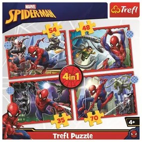 Trefl Puzzle Hrdinný Spiderman 4v1 / 35, 48, 54, 70 dílků