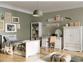 Massive home | Bílá knihovna Belluno Elegante z masivu s bílou deskou