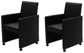 Jídelní židle 2 ks černé umělá kůže - Default Title