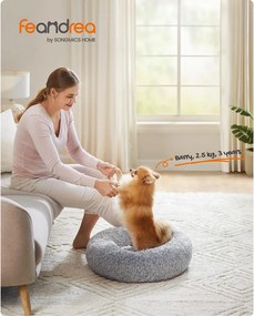 Feandrea psí postel, kulatá kočičí postel, M velikost 60 cm, šedá