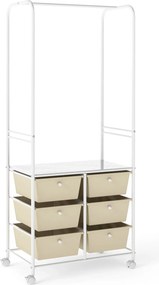 Costway Volně stojící věšák s kolečky 6 zásuvky a tyč na šaty – 63 × 38 × 152 cm
