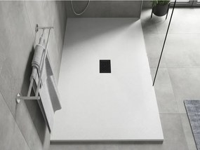 Mexen Hugo, obdélníková sprchová vanička SMC 160 x 100 cm, bílá, černá krytka, 42101016-B